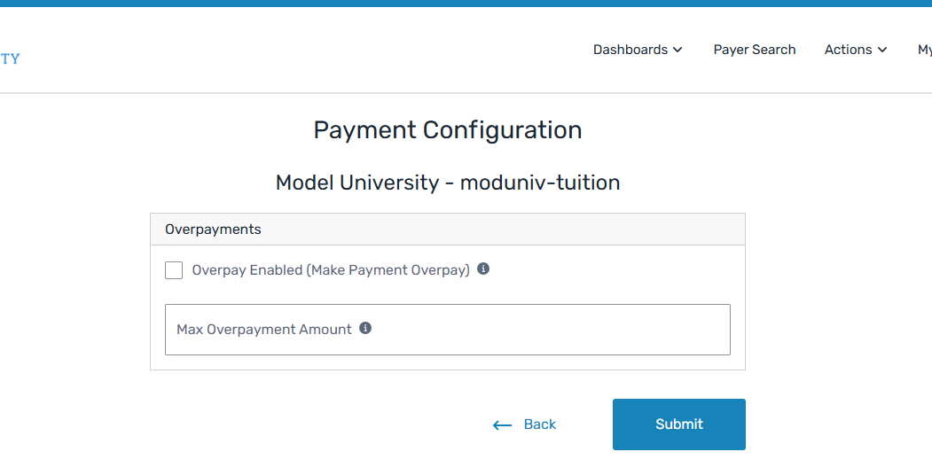 Manage Overpayment Configuration